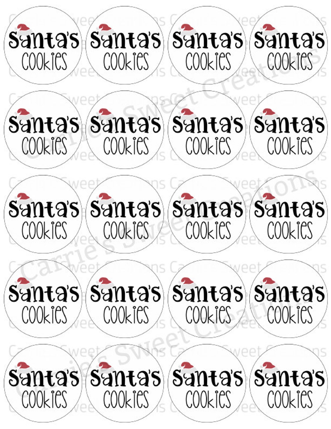 Santa's Cookies Printable Tags- Cookie Tags- Christmas Tags- Christmas ...