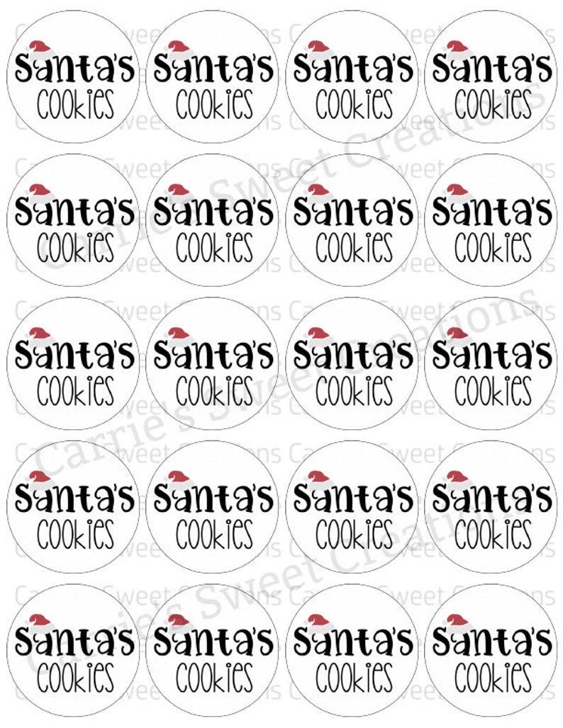 Santa's Cookies Printable Tags- Cookie Tags- Christmas Tags- Christmas ...