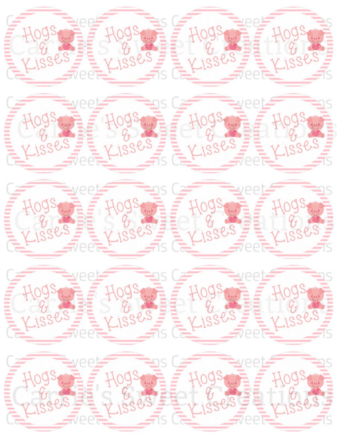 Hogs & Kisses Valentine's Day Printables Gift Tags | Etsy