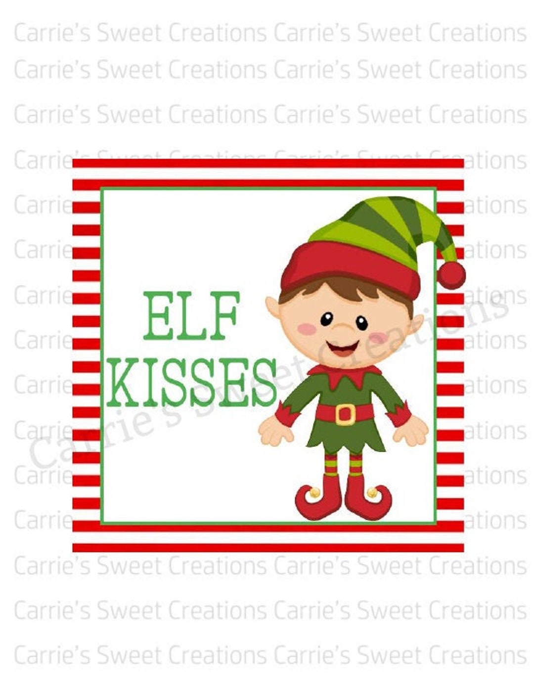 Elf Kisses Boy Elf Printable Tags- Gift Tags- Cookie Tags- Bag Tags ...