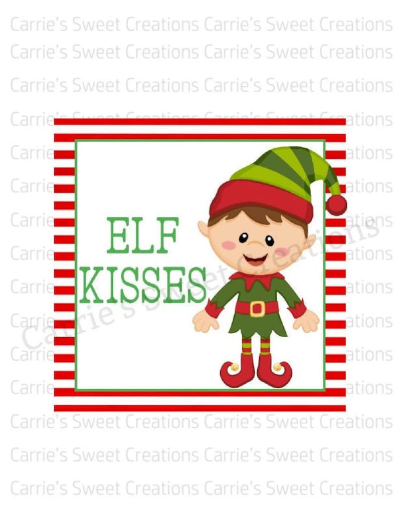 Elf Kisses Boy Elf Printable Tags Gift Tags Cookie Tags Bag - Etsy