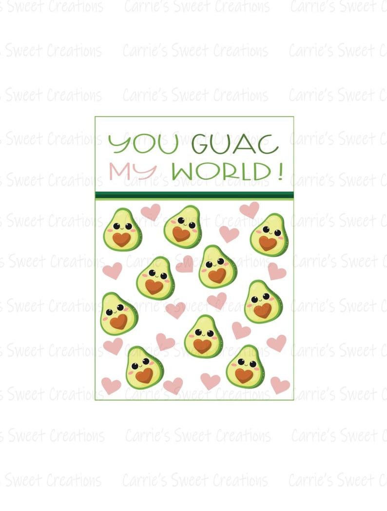 You Guac My World Cookie Card Printable 3x5 Cute - Etsy