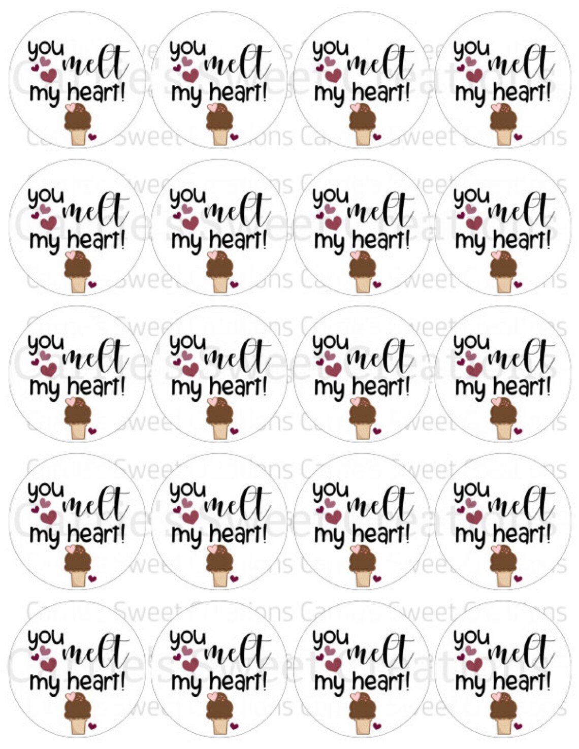 You Melt My Heart Valentine's Day Printable Tags Cookie - Etsy