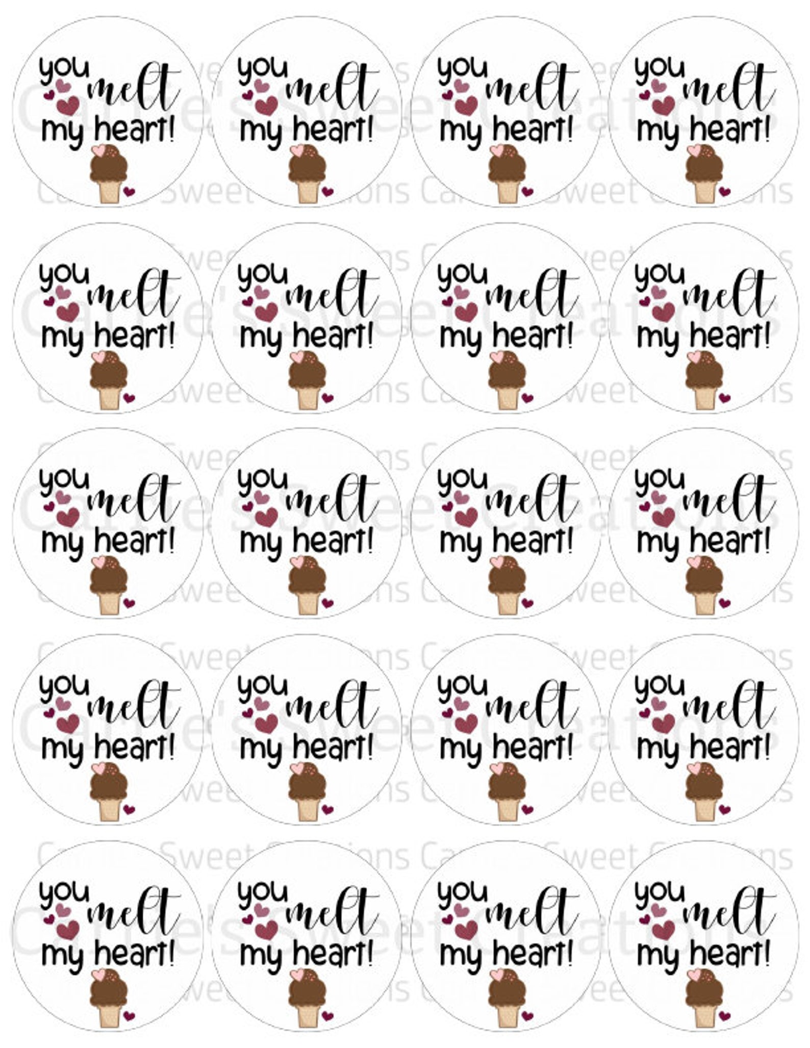 You Melt My Heart Valentine's Day Printable Tags Cookie - Etsy