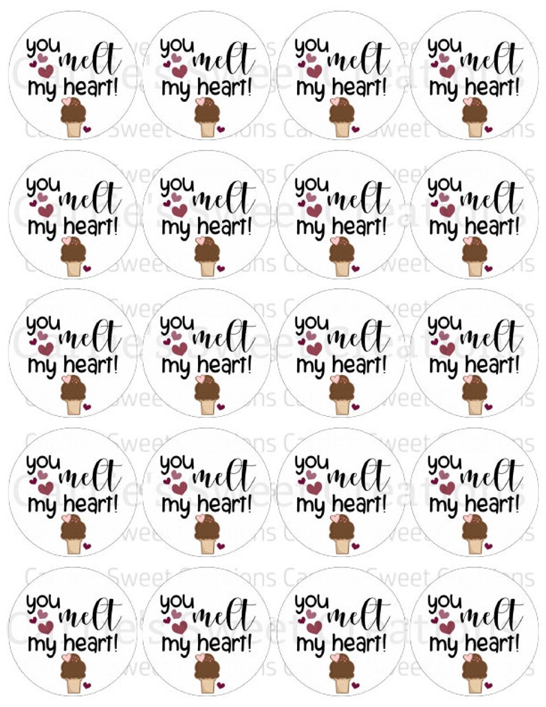 You Melt My Heart Valentine's Day Printable Tags Cookie - Etsy