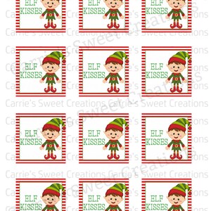 Elf Kisses Boy Elf Printable Tags- Gift Tags- Cookie Tags- Bag Tags ...