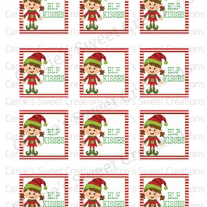 Elf Kisses Girl Elf Printable Tags- Gift Tags- Cookie Tags- Bag Tags ...