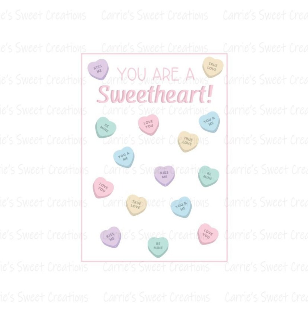You Are A Sweetheart Cookie Card Printable 3.5”x5”, Candy Hearts ...