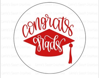 Congrats Grads Printable Tags Graduation Cap Black | Etsy