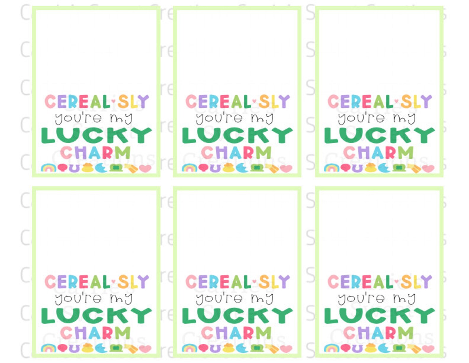 St. Patrick's Day Printable Gift Tag Cerealsly You're - Etsy