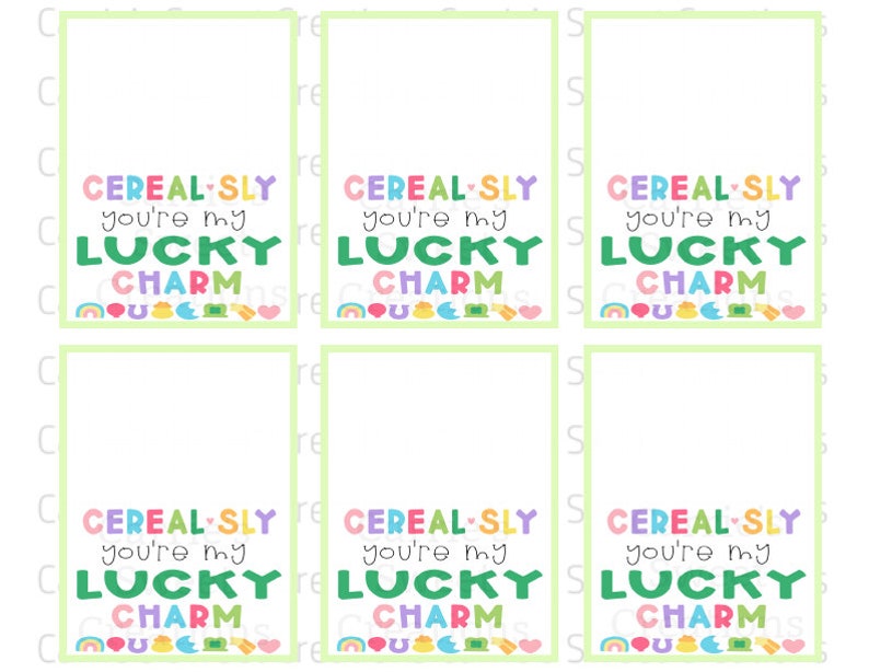 St. Patrick's Day Printable Gift Tag Cerealsly You're - Etsy