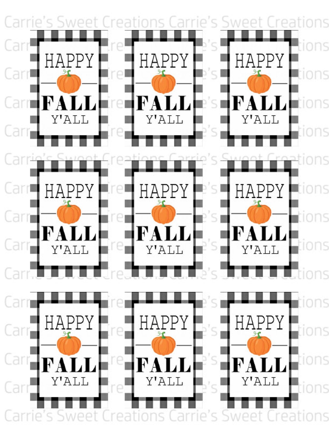 Happy Fall Y'all Gift Tag Cookie Tags Tags Bag Tags - Etsy