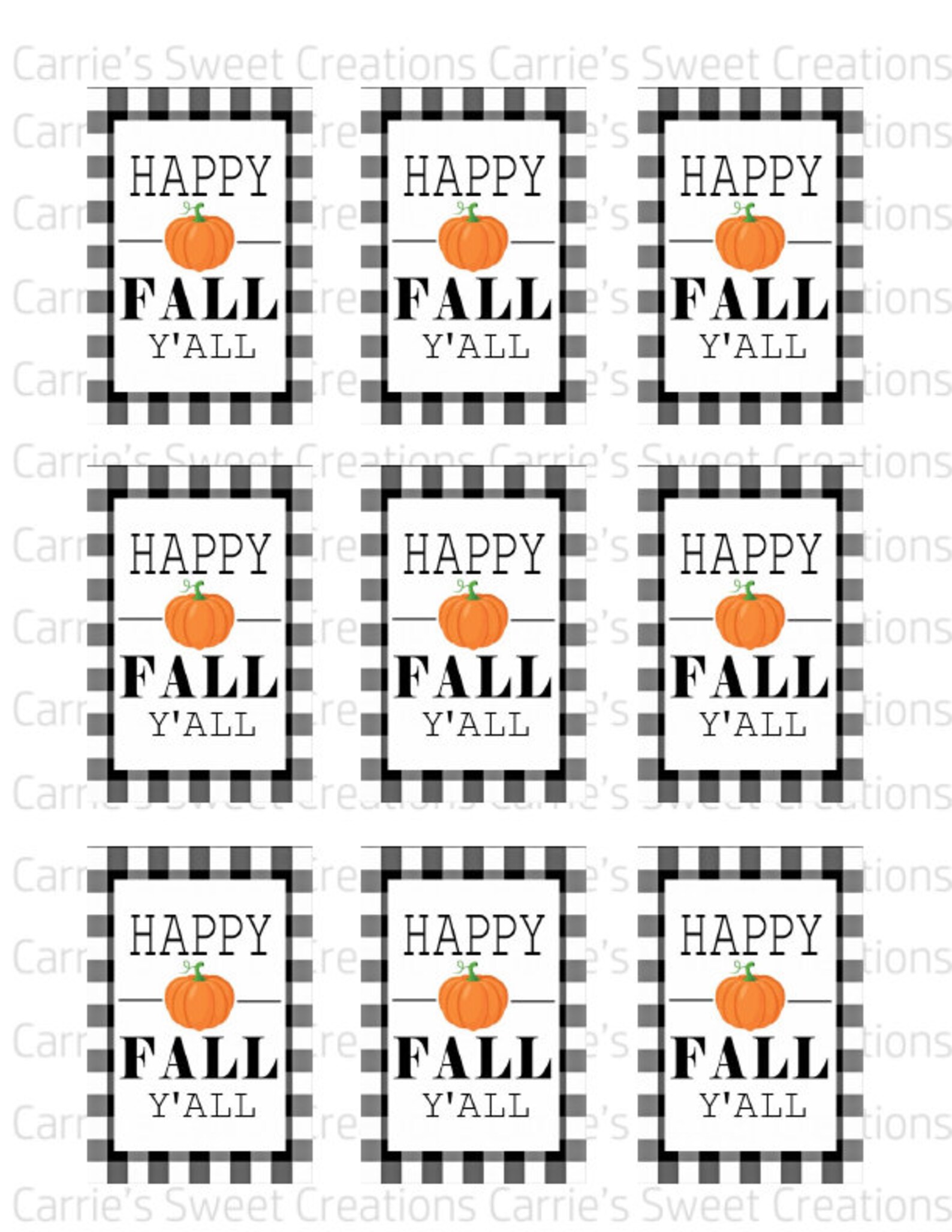 Happy Fall Y'all Gift Tag Cookie Tags Tags Bag Tags - Etsy