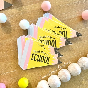 First Day of School Flag Pennant Printable Tags, Packaging Tags, Cookie ...