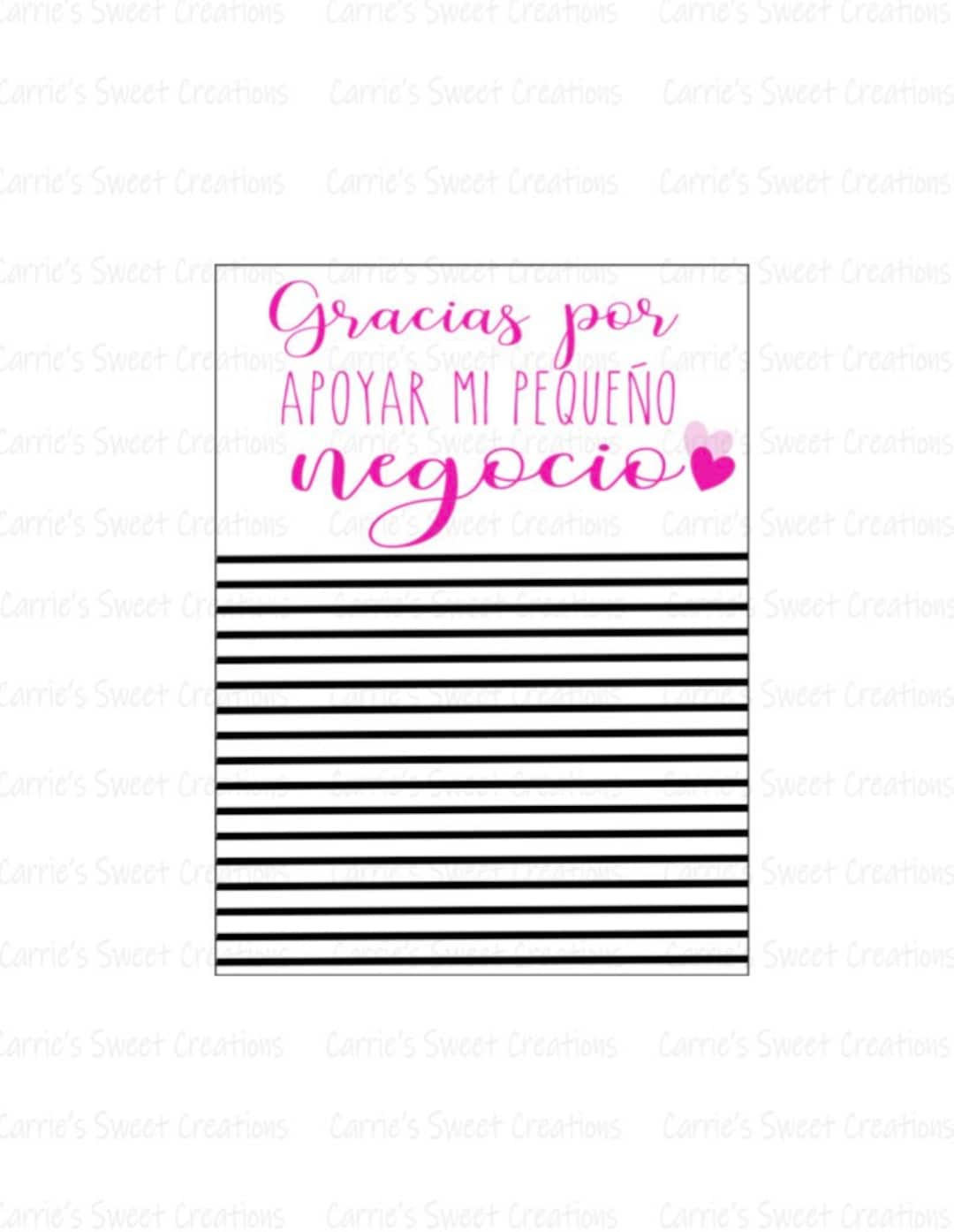 Spanish Thank You for Supporting My Small Business Card- Spanish Thank ...