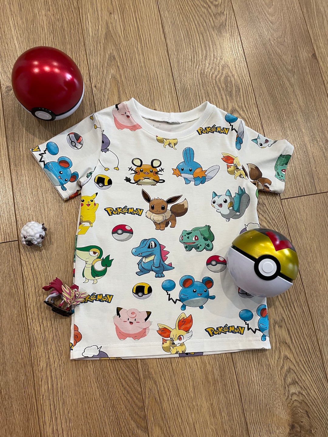 Handmade Pokemon Kids Tshirt, Pokemon Toddlers Apparel Top,,pikachu ...