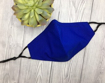 Royal Blue Face Mask With Nose Wire / Adjustable Ear Loops Optional ...