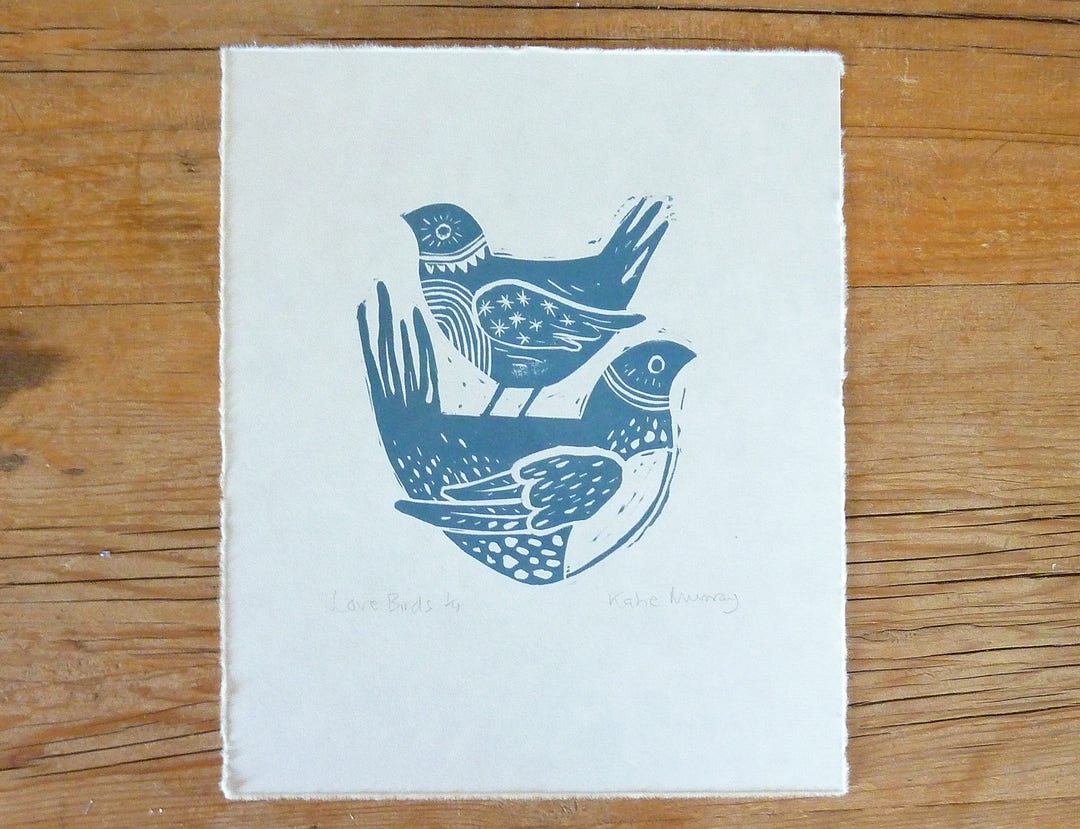 BIRD LINOCUT PRINT Linocut Bird Art Handmade Bird - Etsy