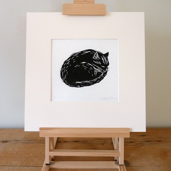 Cat Lino Print - Etsy UK