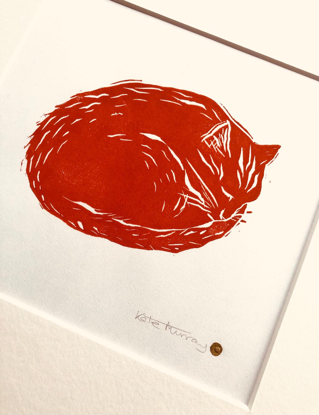 Ginger Cat Linoprint - Original Cat Linocut - Handmade Cat Print - Cat ...