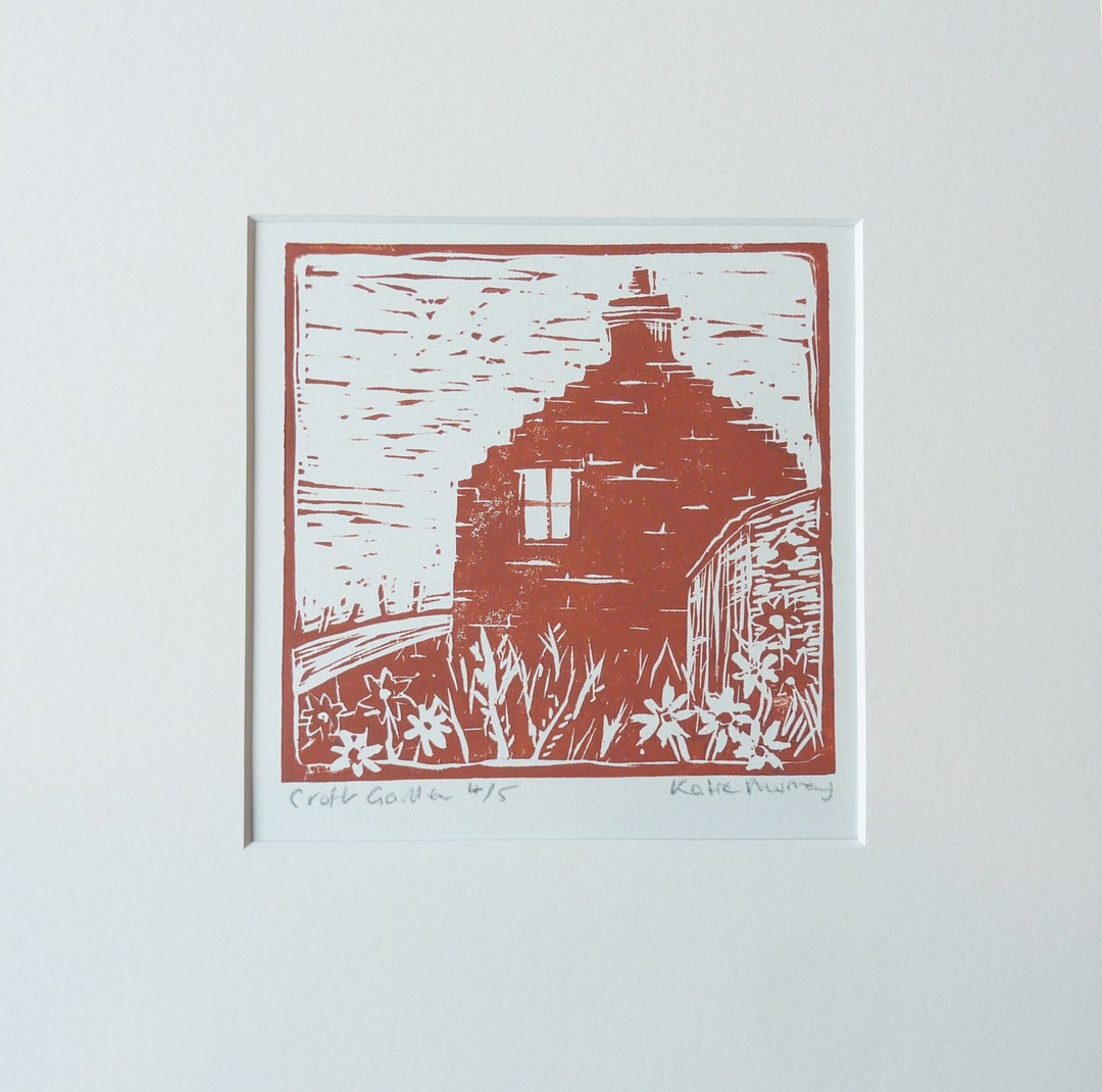 ORKNEY ISLAND CROFT Linoprint - Cottage Linocut - Scotland Linocut Art ...