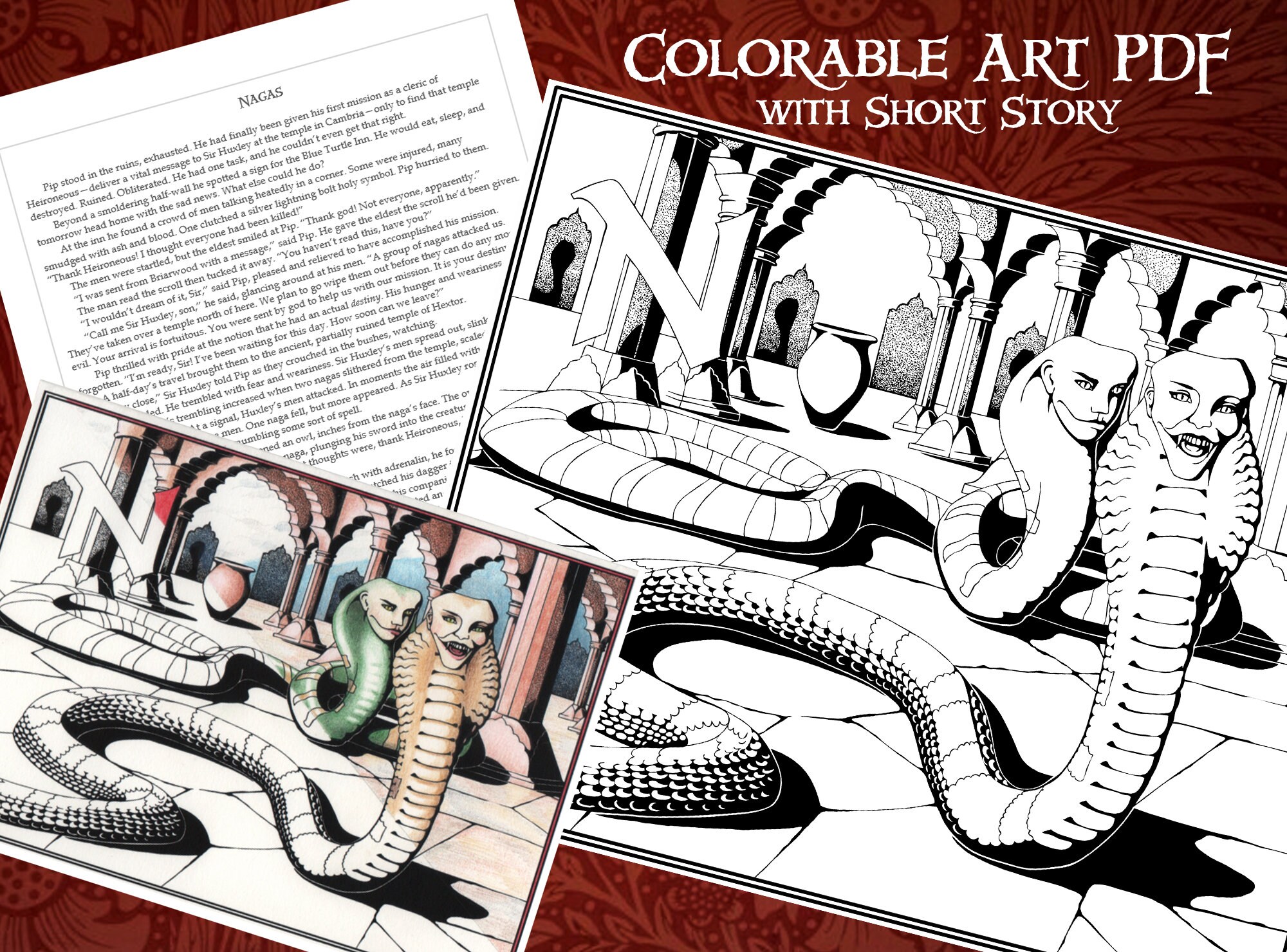 Printable Coloring Naga Poster With Short Story - Etsy