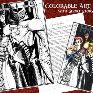 Printable Coloring Shield Guardian Poster With Short Story | Etsy