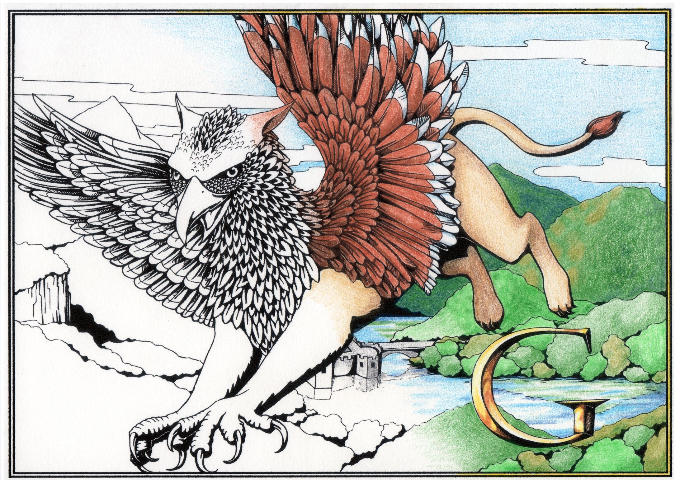 Printable Coloring Griffon Poster With Short Story - Etsy