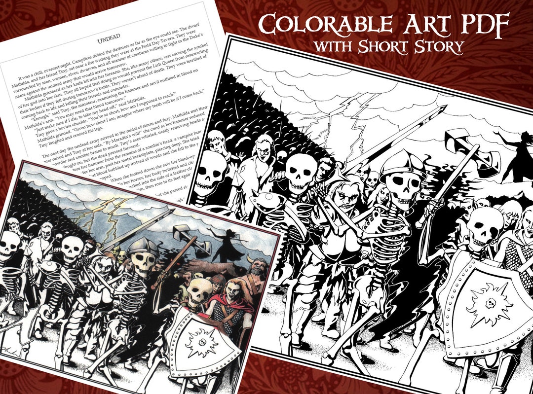 Printable Coloring Undead Poster With Short Story - Etsy
