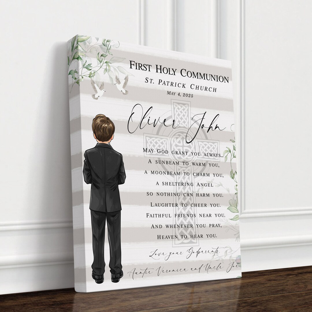 Irish Blessing, Personalized FIRST COMMUNION GIFT Boy, Custom Name ...