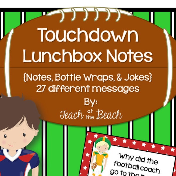 TOUCHDOWN Football Lunchbox Notes, Jokes, & Bottle Wraps - Etsy