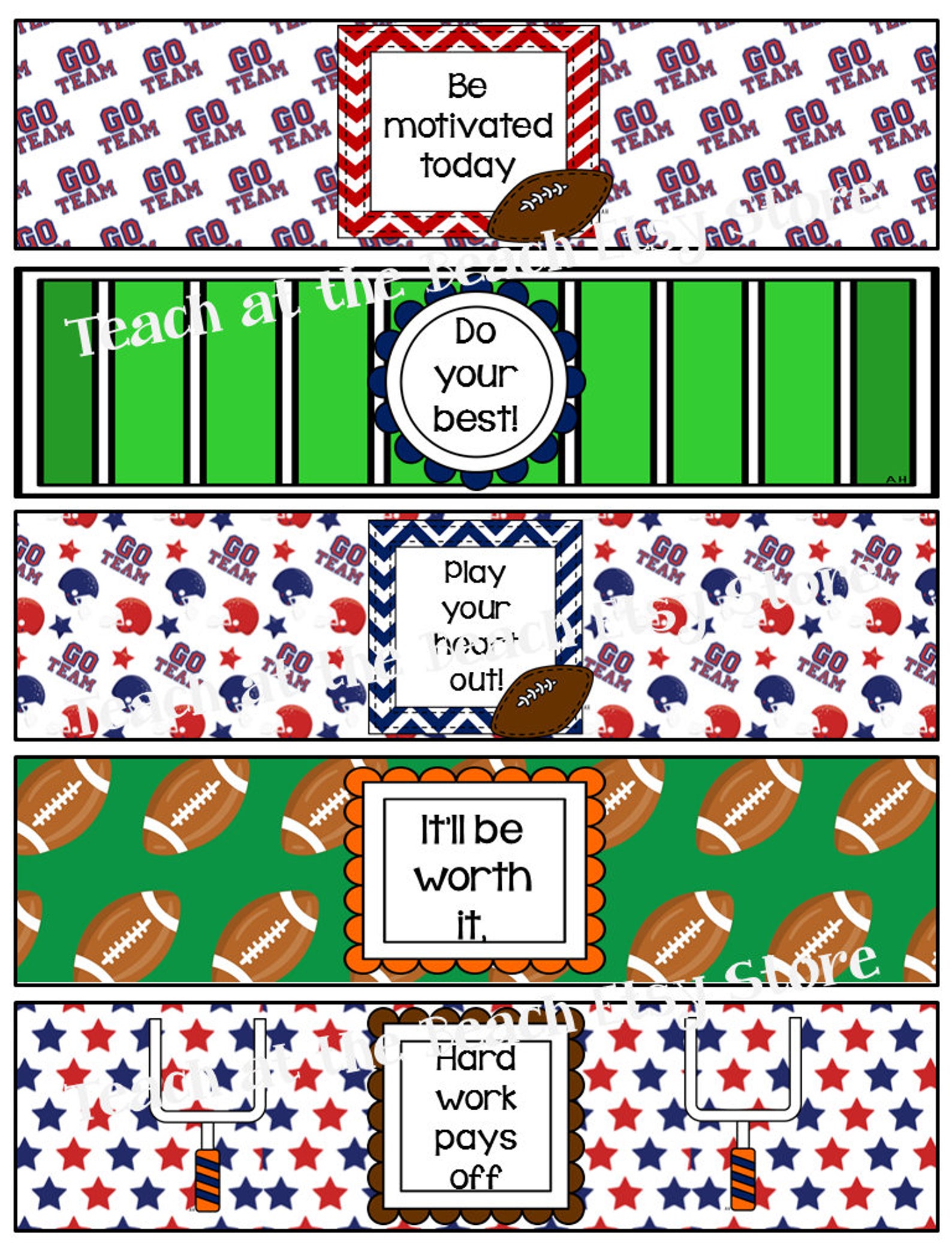 TOUCHDOWN! Football Lunchbox Notes, Jokes, & Bottle Wraps - Etsy