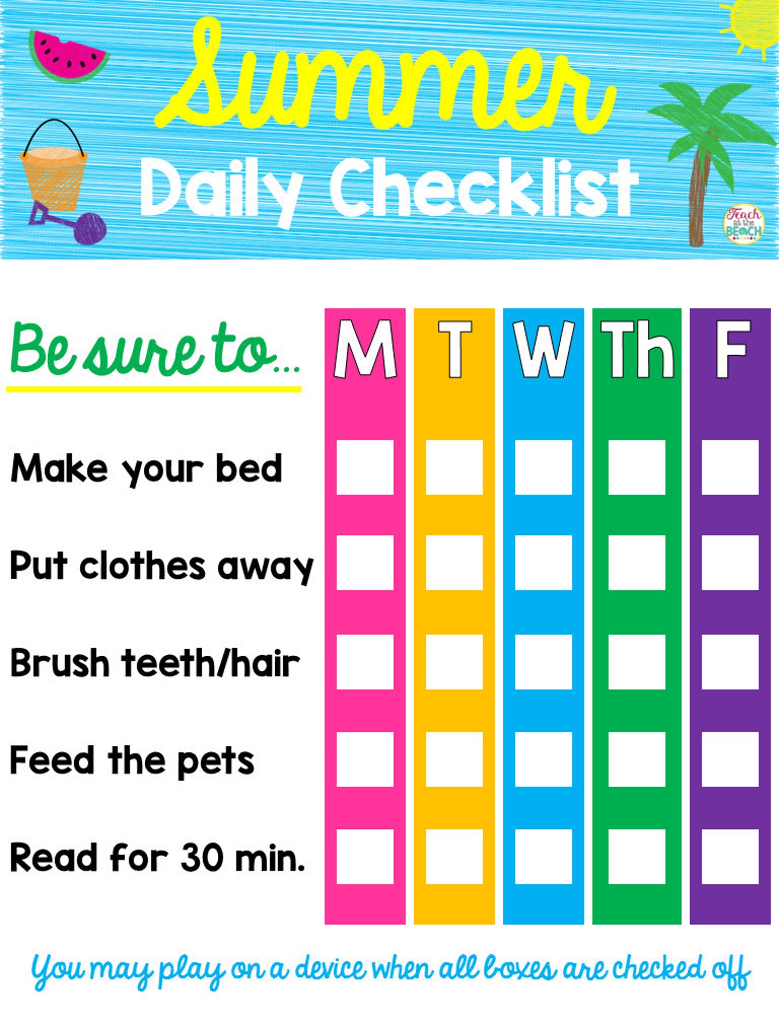 Summer Activity Schedule, Checklist, and Bucket List ** Editable ** - Etsy
