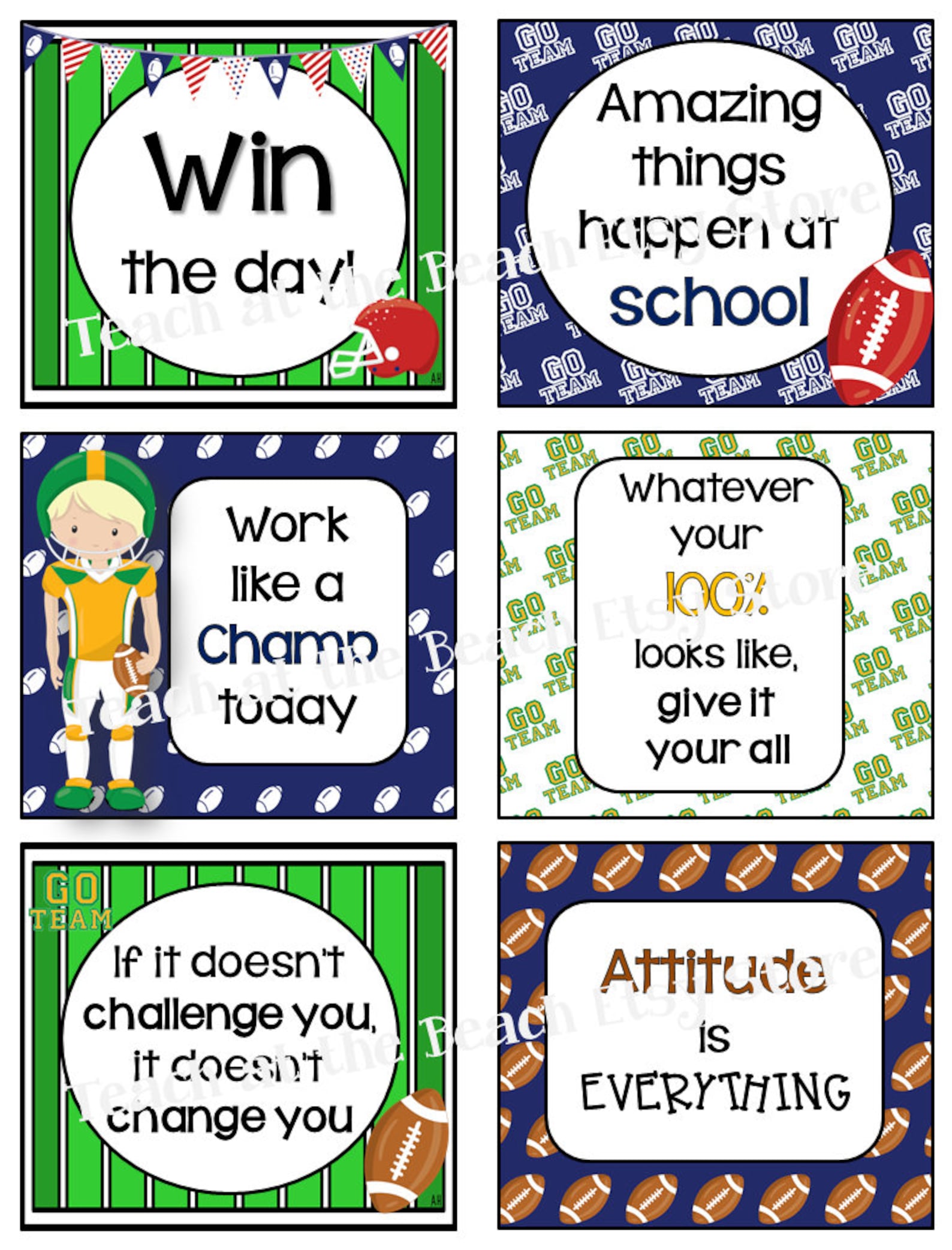 TOUCHDOWN! Football Lunchbox Notes, Jokes, & Bottle Wraps - Etsy