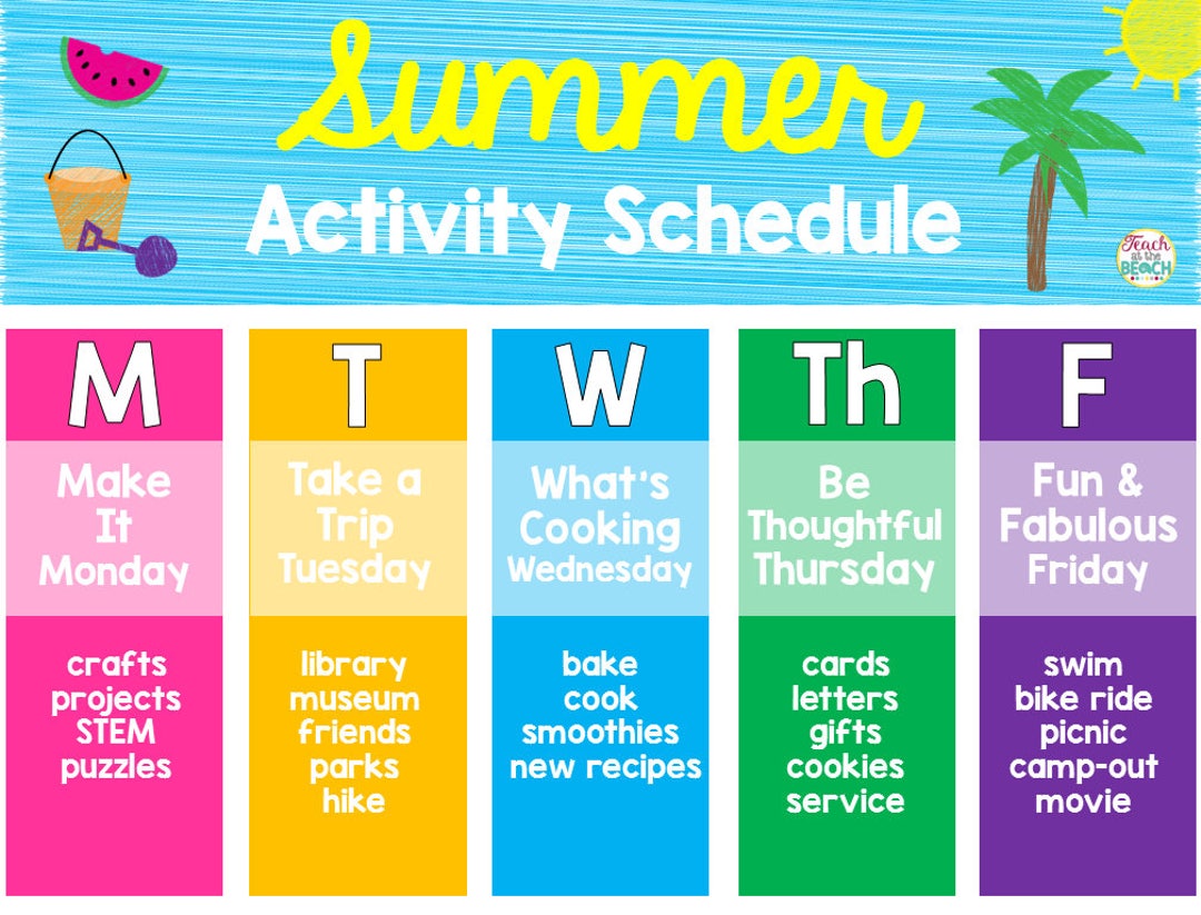 Summer Activity Schedule, Checklist, and Bucket List ** Editable ** - Etsy