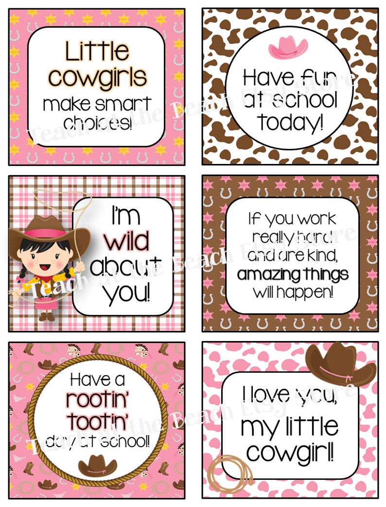 Cowgirl Lunchbox Notes, Jokes, and Bottle Wraps - Etsy