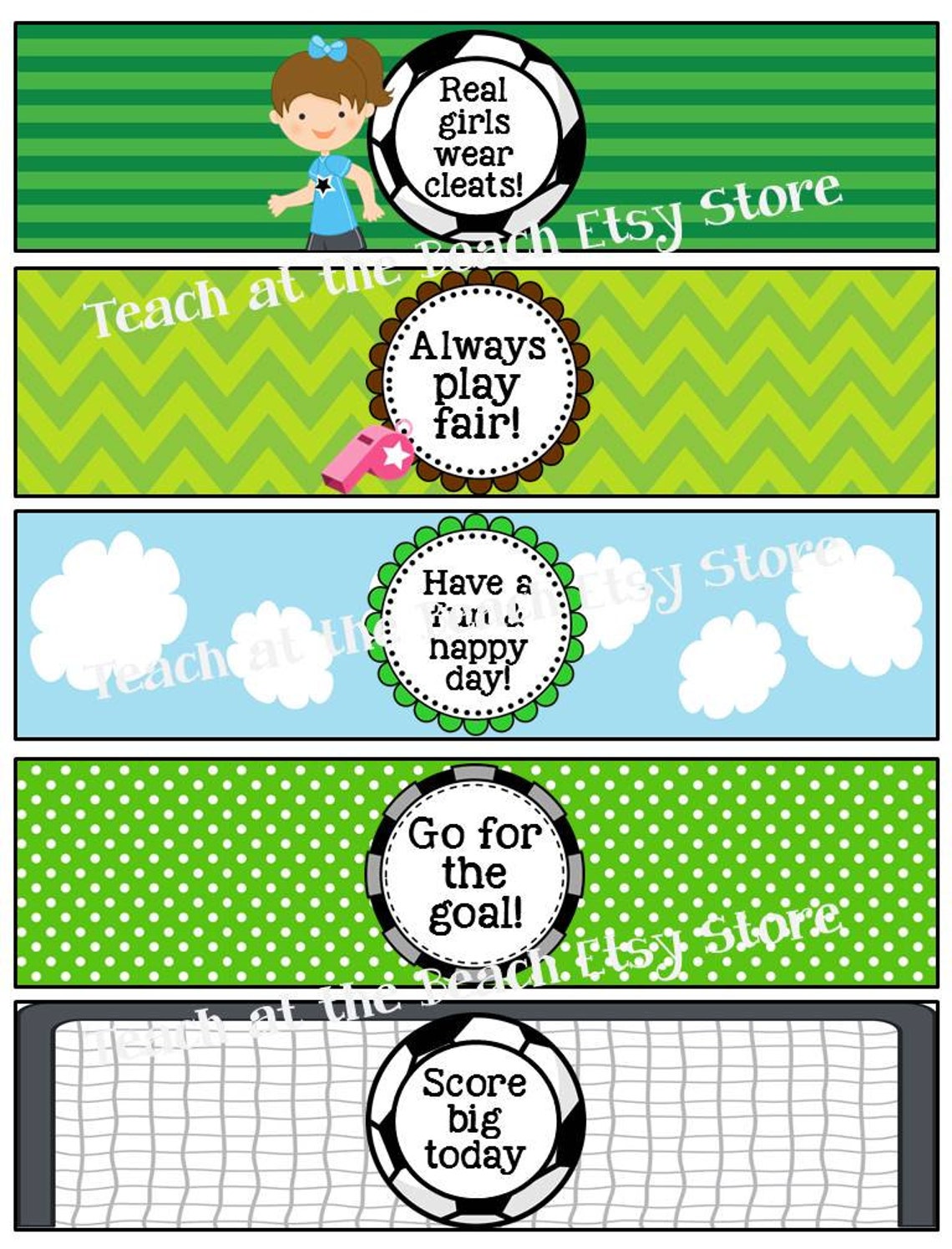 Soccer Girl Lunchbox Notes, Jokes, and Bottle Wraps - Etsy