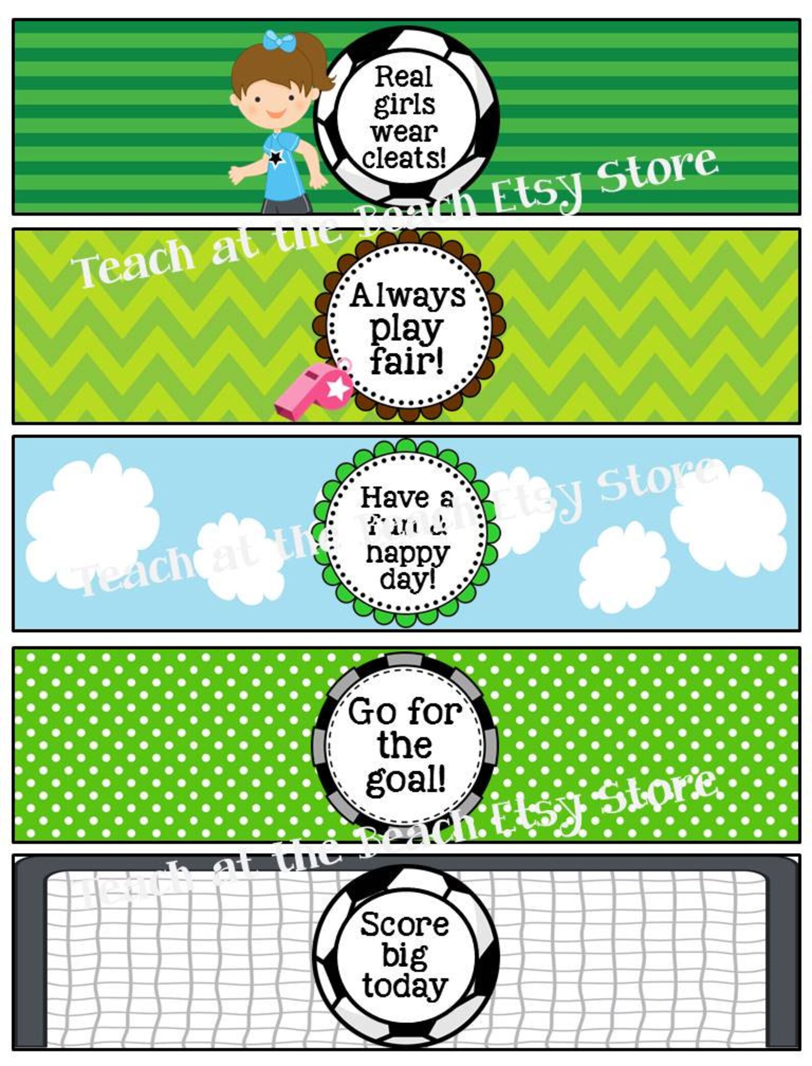 Soccer Girl Lunchbox Notes, Jokes, and Bottle Wraps - Etsy