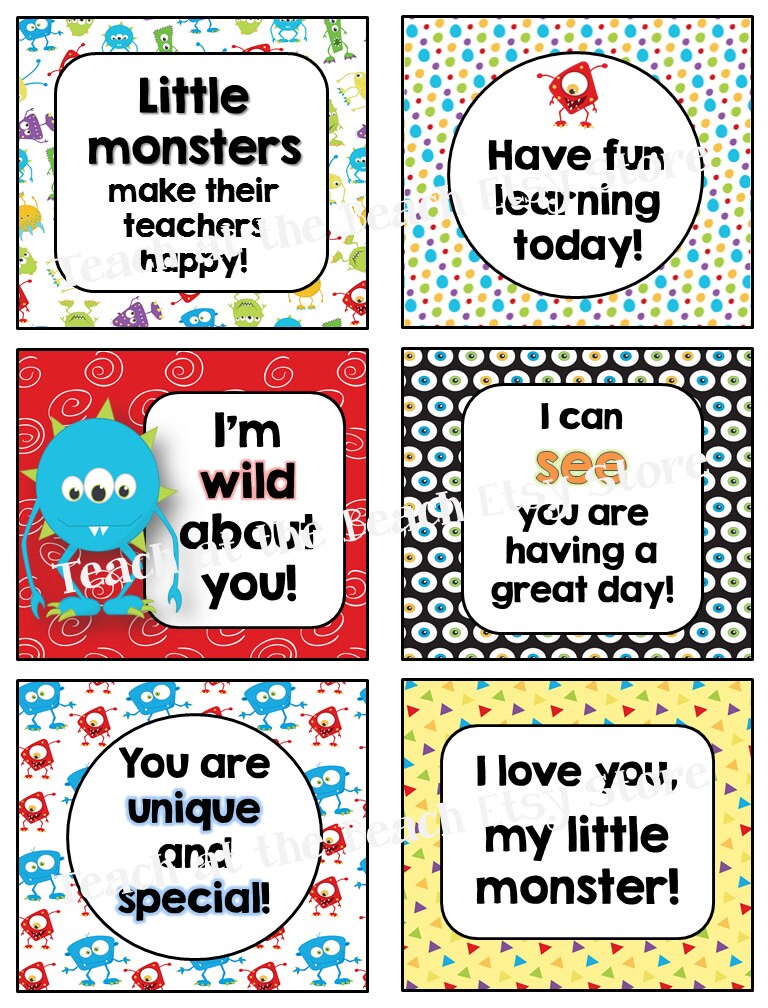 Monster Themed Lunchbox Notes, Jokes, and Bottle Wraps - Etsy