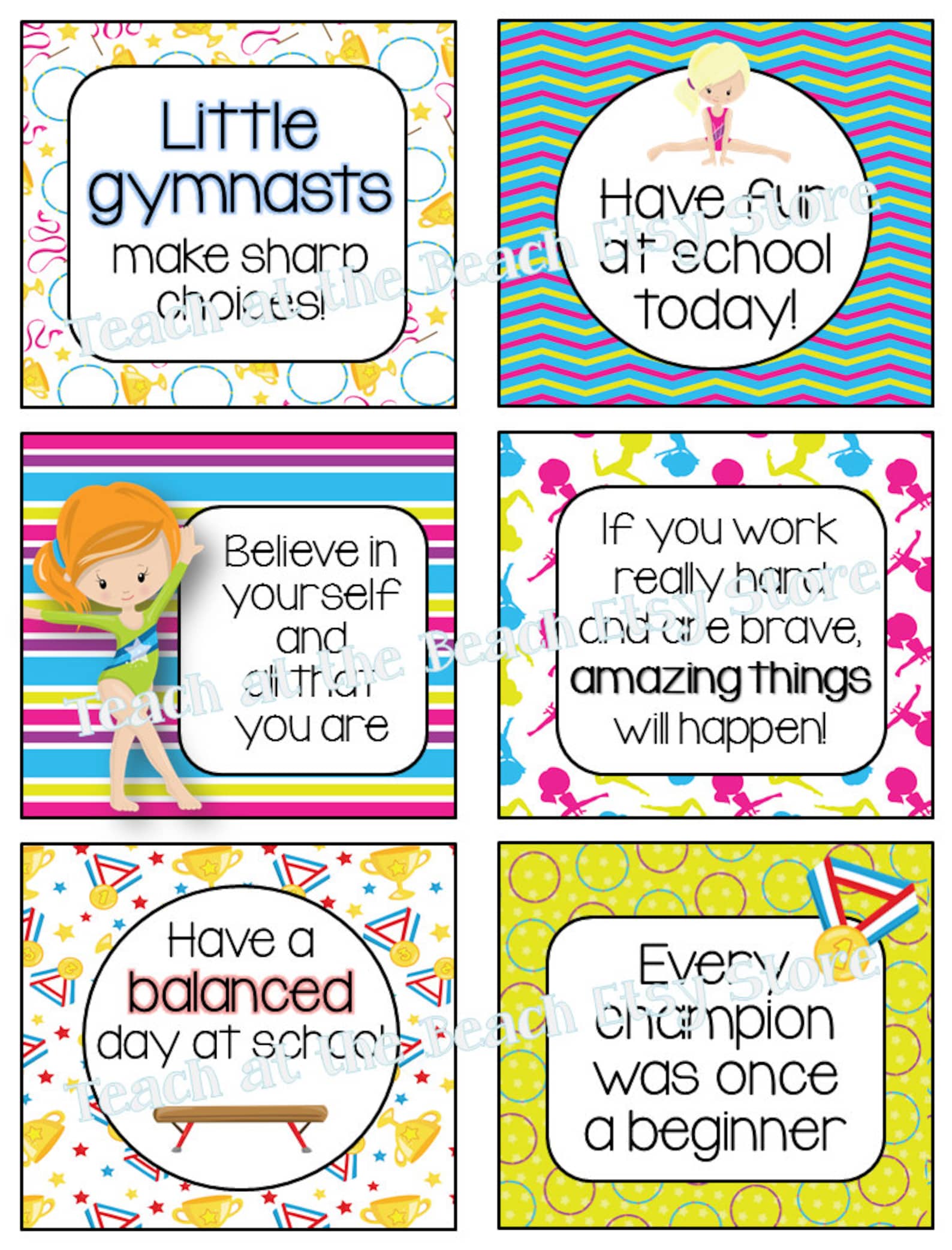 Gymnastics Lunchbox Notes, Jokes, and Bottle Wraps - Etsy