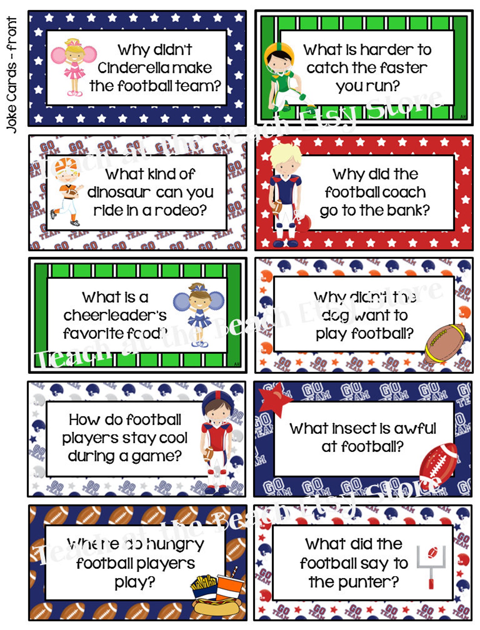 TOUCHDOWN! Football Lunchbox Notes, Jokes, & Bottle Wraps - Etsy