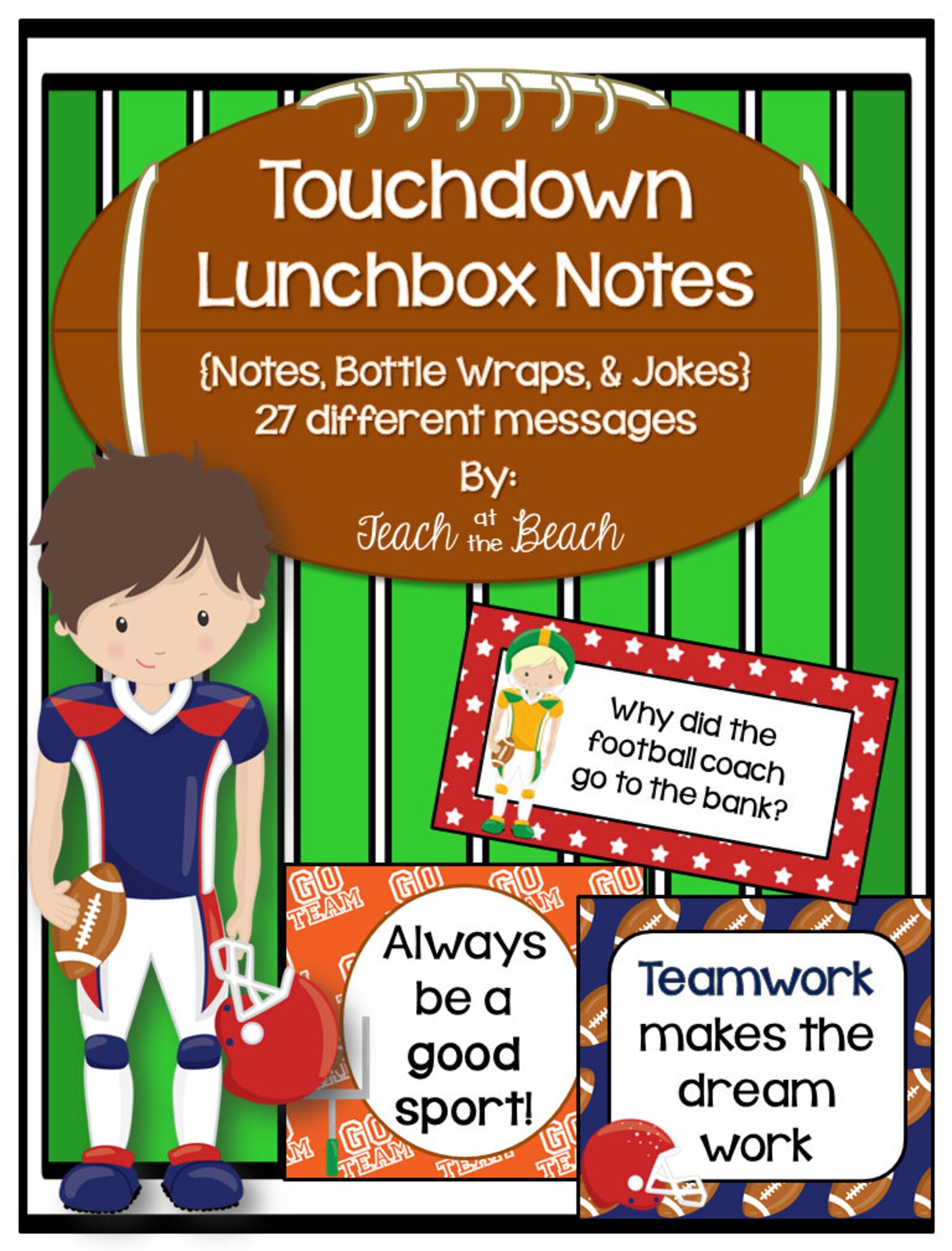 TOUCHDOWN! Football Lunchbox Notes, Jokes, & Bottle Wraps - Etsy