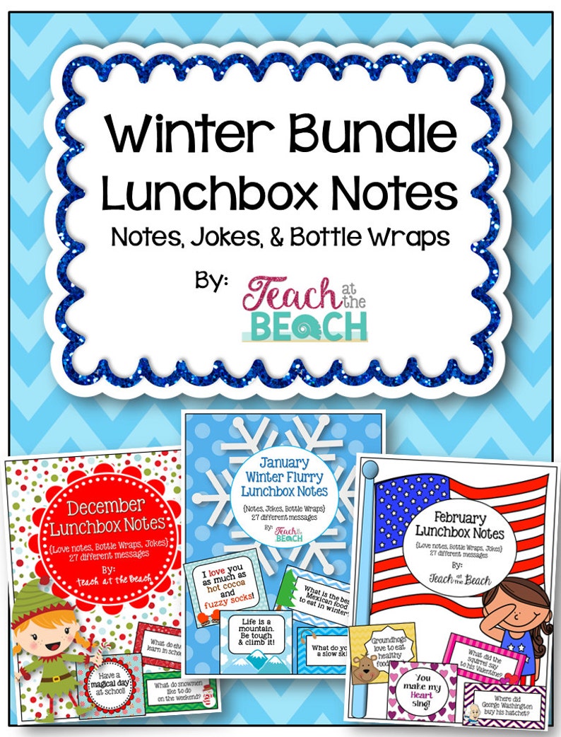 WINTER BUNDLE Lunchbox Notes, Jokes, and Bottle Wraps **20% Off** - Etsy