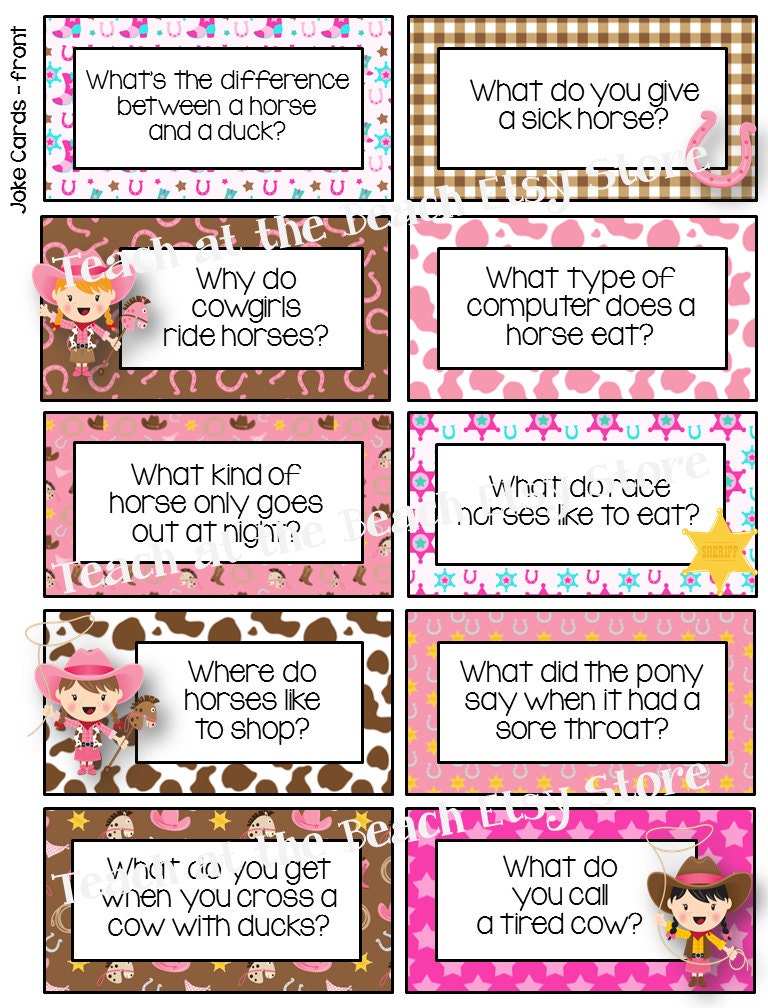 Cowgirl Lunchbox Notes, Jokes, and Bottle Wraps - Etsy