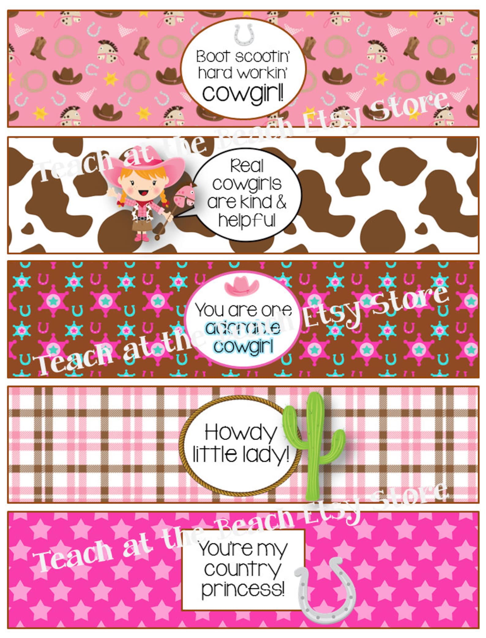 Cowgirl Lunchbox Notes, Jokes, and Bottle Wraps - Etsy