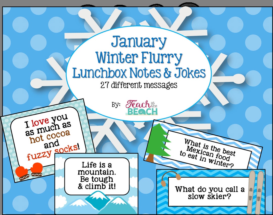 January Winter Flurry Lunchbox Notes, Jokes, and Bottle Wraps - Etsy