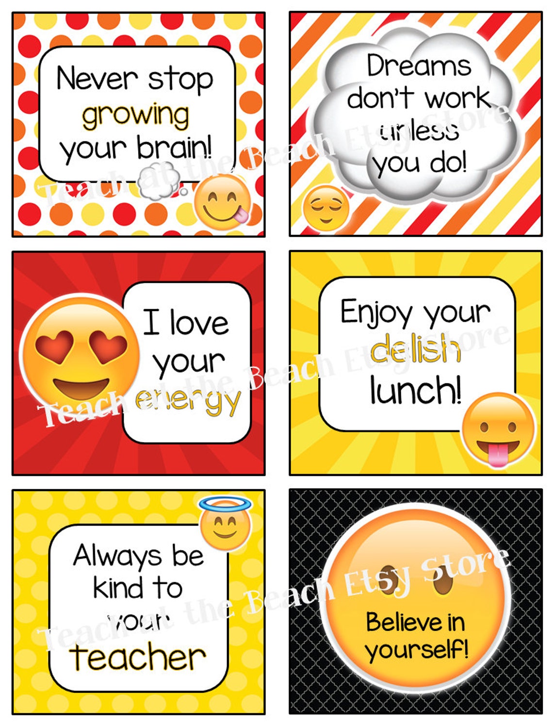 Emoji Lunchbox Notes, Jokes, and Bottle Wraps - Etsy