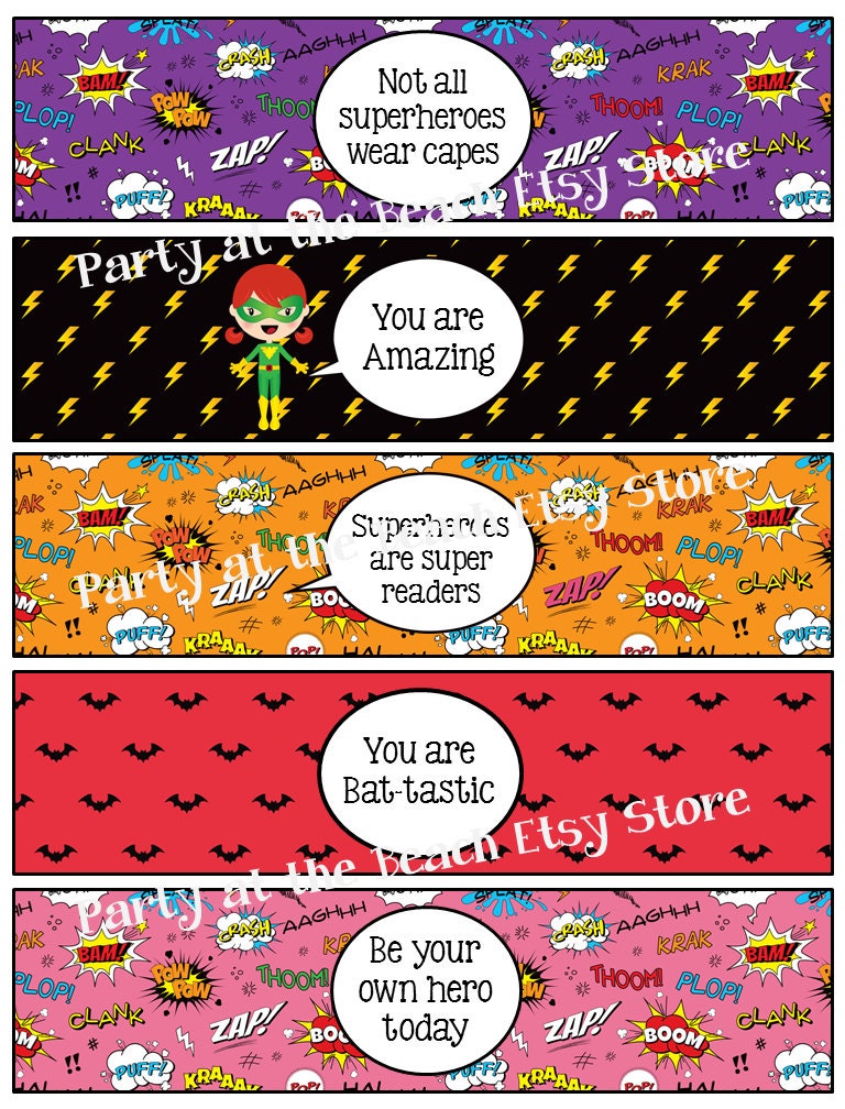 Superhero Lunchbox Notes, Jokes, and Bottle Wraps - Etsy