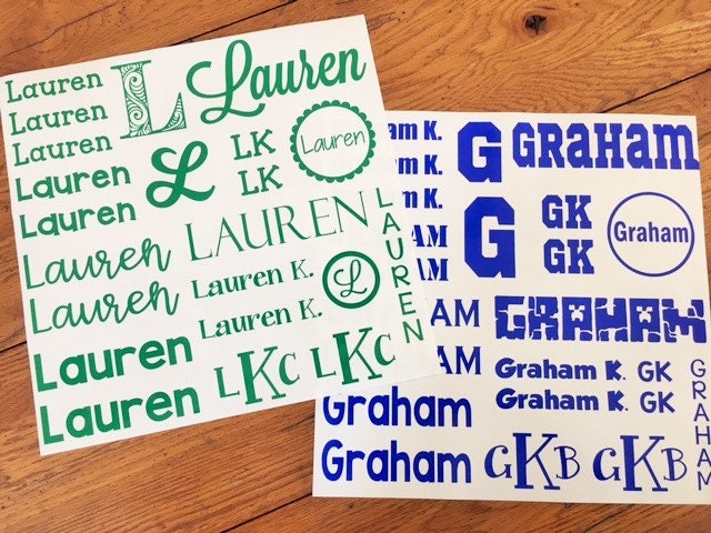 Custom Name Decals - Version G - Personalized Stickers! - Etsy