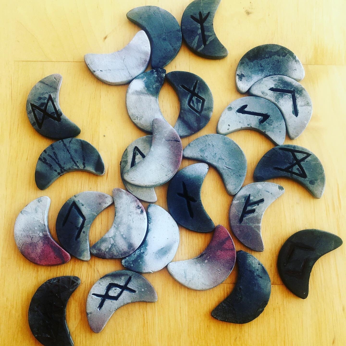 Crescent Moon Rune Stones | Etsy